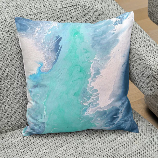 Blue Abstract Water Waves Throw Pillow Vibrant | Zazzle