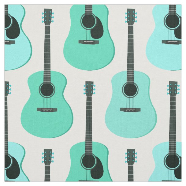Acoustic Guitars Pattern Fabric | Zazzle