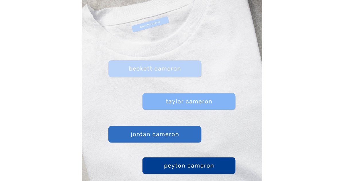 Blue Adhesive Waterproof Name Labels | Zazzle