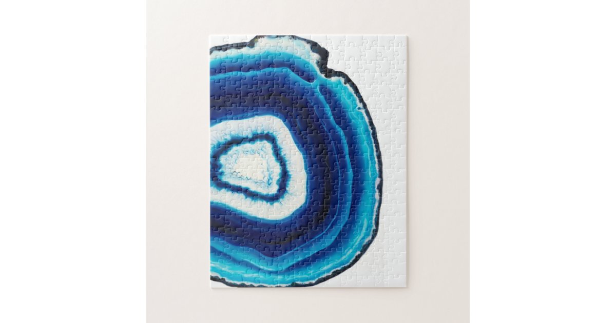 Blue Agate Slice | Custom Jigsaw Puzzle | Zazzle