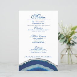 Blue Agate Wedding Dinner Menu | Zazzle