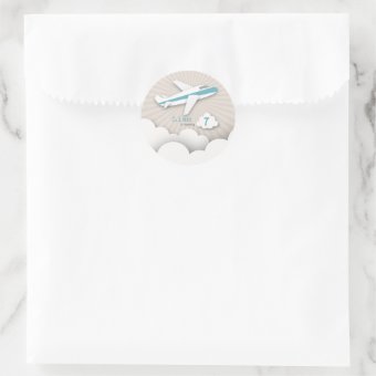 Blue Airplane Birthday Party Sticker | Zazzle