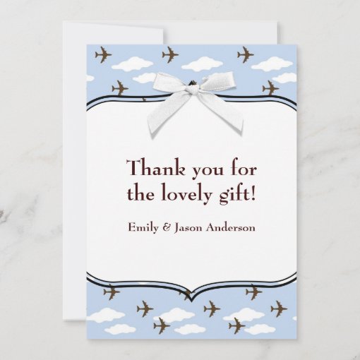 Blue Airplanes Baby Boy Photo Thank You Cards | Zazzle