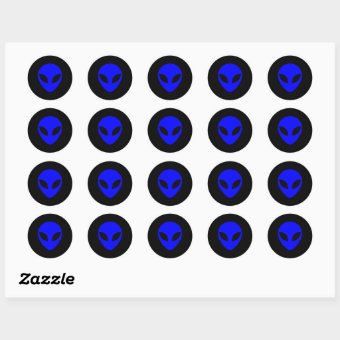 Blue Alien Head Classic Round Sticker | Zazzle