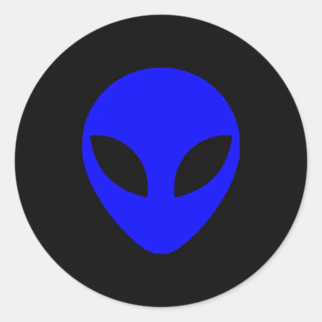 Blue Alien Head Classic Round Sticker | Zazzle