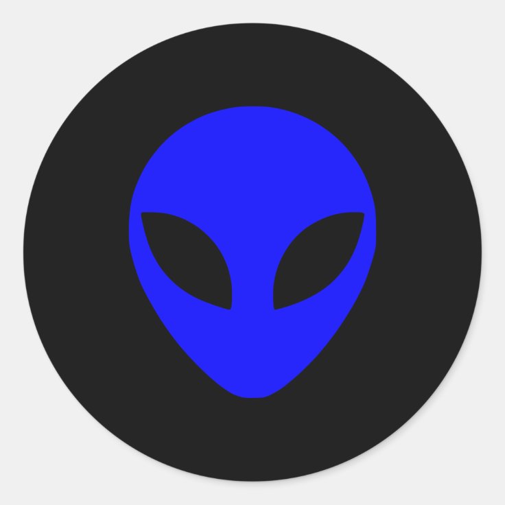 Blue Alien Head Classic Round Sticker | Zazzle