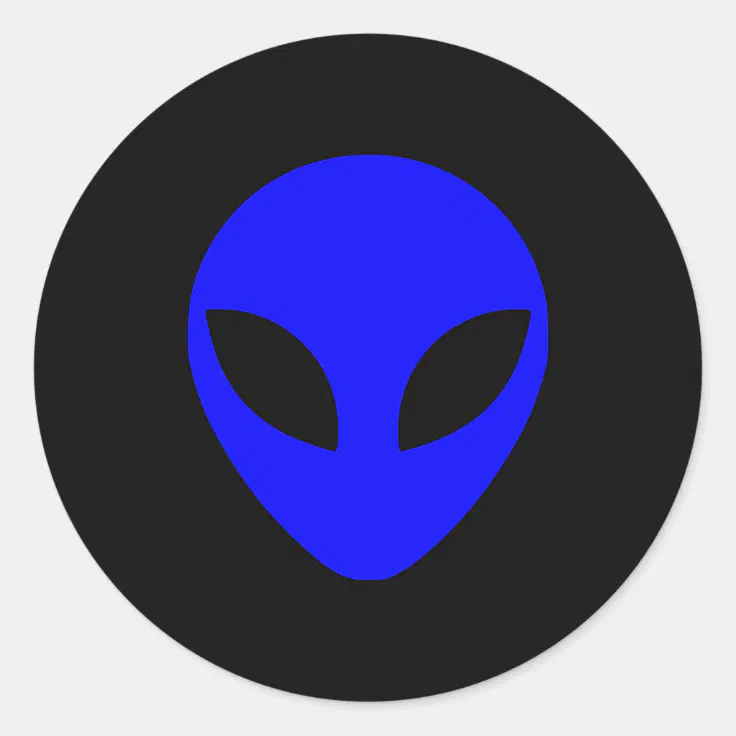 Blue Alien Head Classic Round Sticker | Zazzle