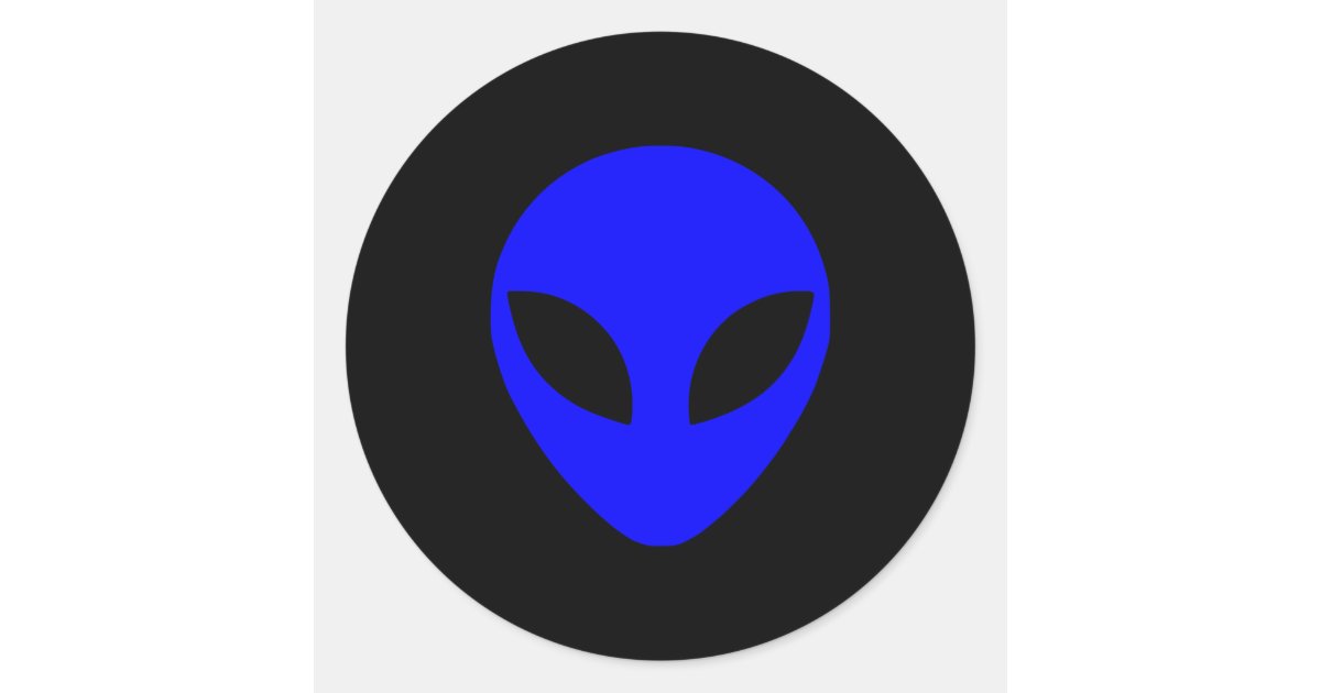 Blue Alien Head Classic Round Sticker | Zazzle