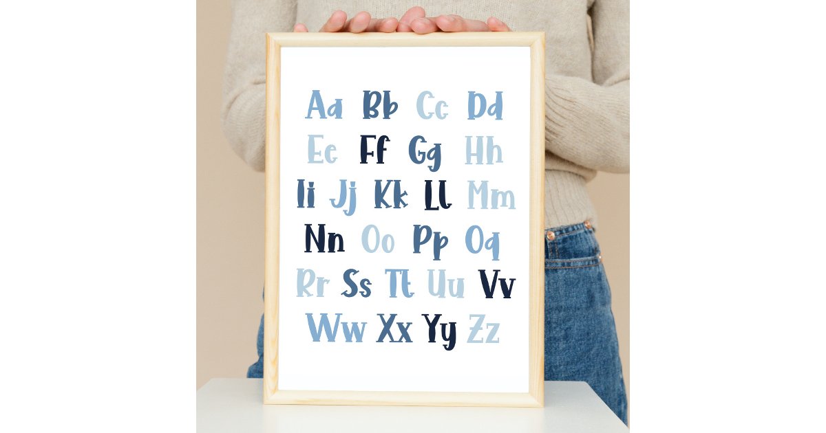 Blue Alphabet Nursery Poster | Zazzle