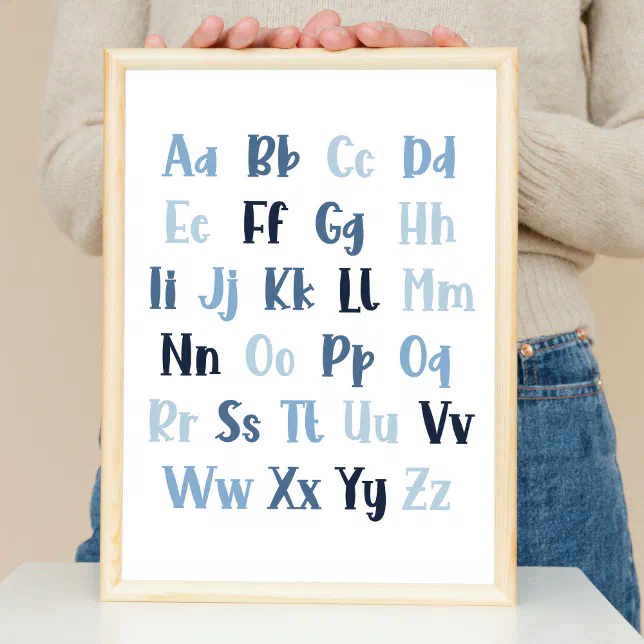 Blue Alphabet Nursery Poster | Zazzle