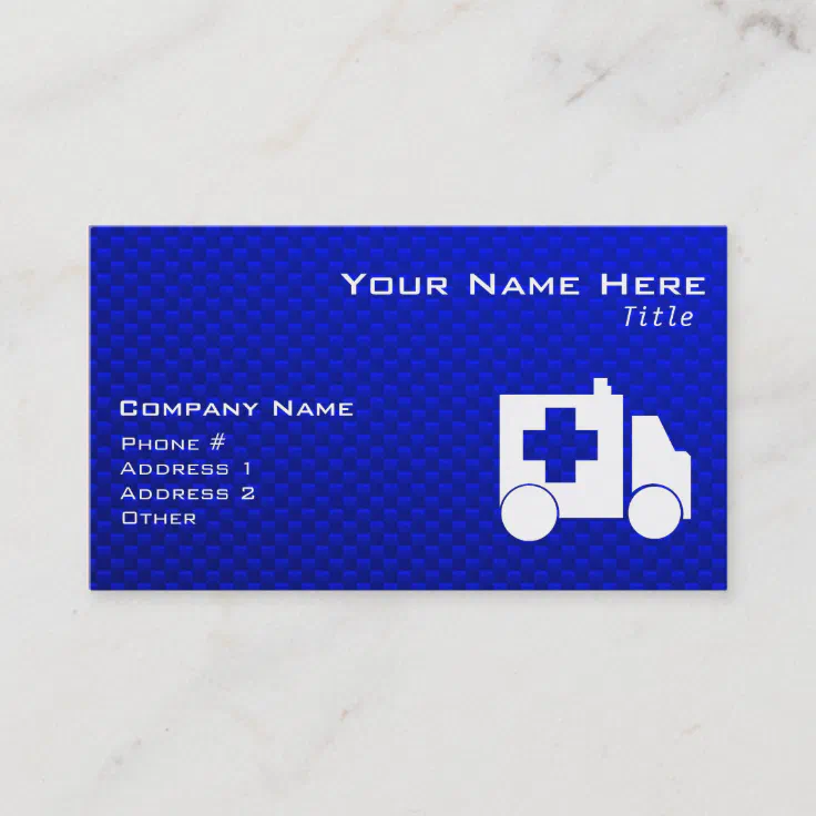 Blue Ambulance Business Card | Zazzle