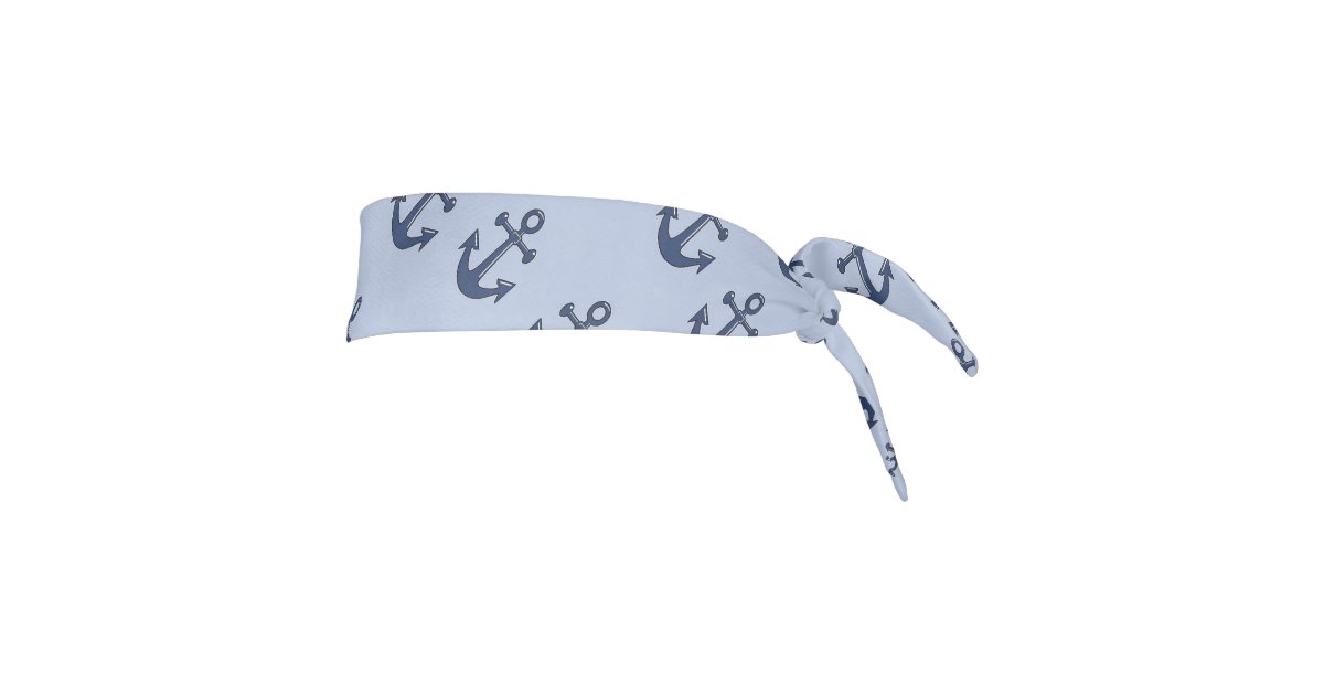 Blue anchor nautical pattern tie headband | Zazzle