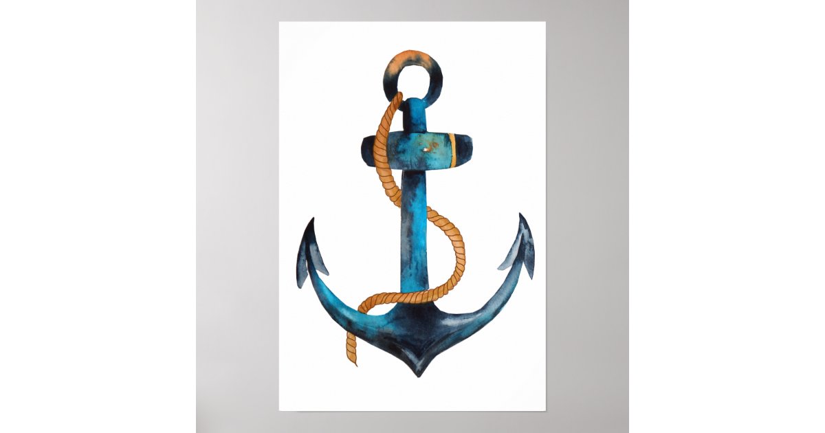 Blue Anchor Print | Zazzle