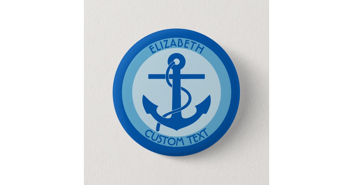 Blue Anchor Sailor Button | Zazzle