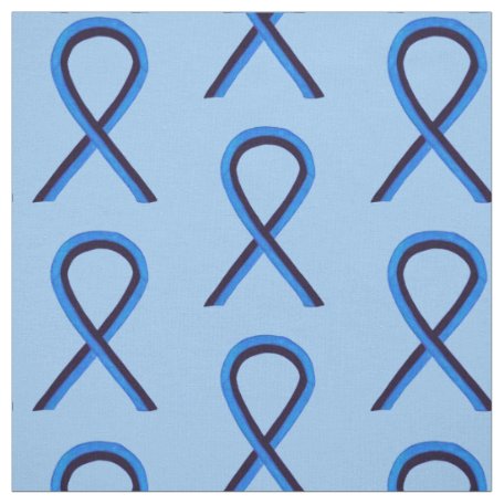 Blue and White ALS Awareness Ribbon Custom Fabric | Zazzle