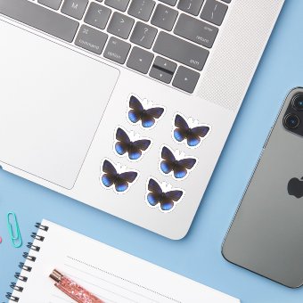 Blue and Black Butterfly Sticker pack Wedding | Zazzle