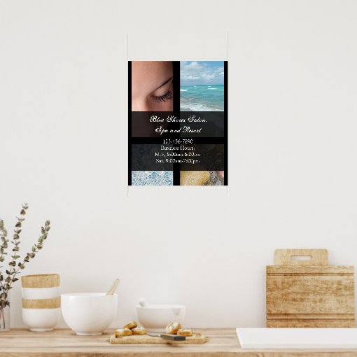 Blue and Black Luxury Spa Resort Theme Poster | Zazzle
