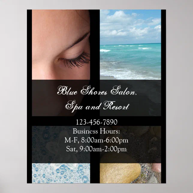 Blue and Black Luxury Spa Resort Theme Poster | Zazzle