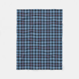 Blue and Black Plaid Fitzgerald Tartan Fleece Blanket | Zazzle