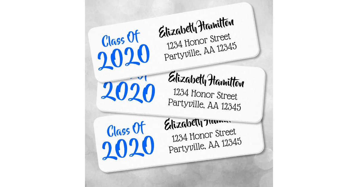 Blue and Black School Colors Class Year Address Label | Zazzle