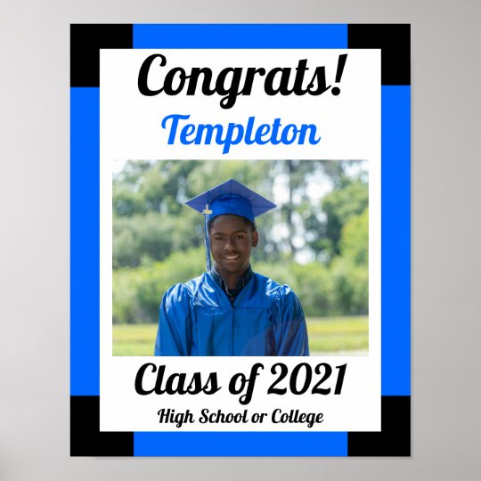 Blue and Black School Colors Graduation Poster | Zazzle.com