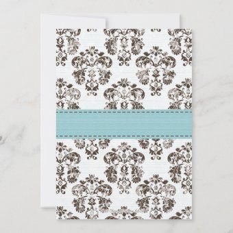 Blue and Brown Damask Wedding Invitations | Zazzle