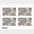 Blue and Brown Paisley Pattern Rectangular Sticker | Zazzle