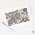 Blue and Brown Paisley Pattern Rectangular Sticker | Zazzle