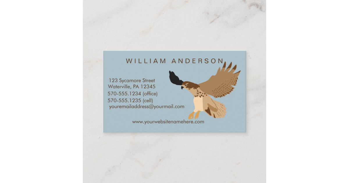 Blue and Brown Red-Tailed Hawk Custom Business Card | Zazzle