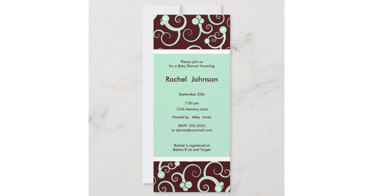 Blue And Brown Swirl Invitation | Zazzle
