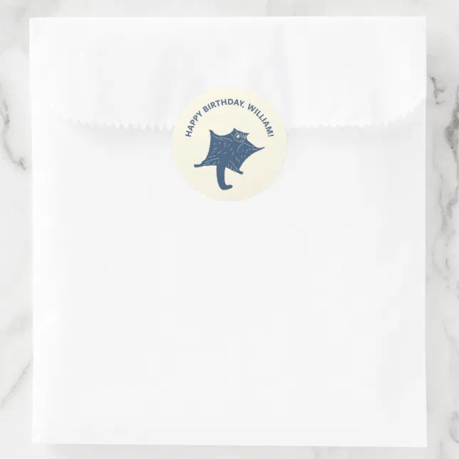 Blue and Cream Custom Flying Sugar Glider Classic Round Sticker | Zazzle