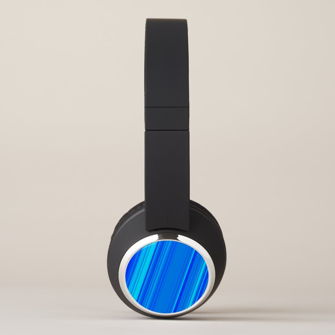 Blue and Cyan Lines Pattern Headphones | Zazzle