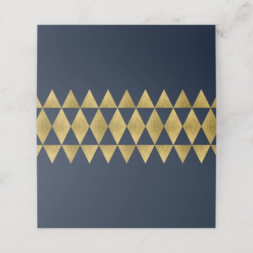 Blue and Faux Gold Triangle Geometric Pattern Place Card | Zazzle
