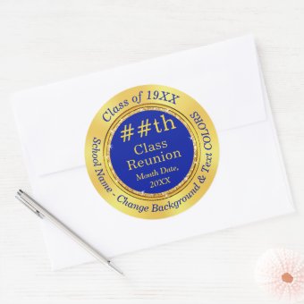 Blue and Gold, 50th Class Reunion Stickers | Zazzle