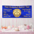 Blue and Gold Basketball Banner with 4 Text Boxes | Zazzle