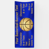Blue and Gold Basketball Banner with 4 Text Boxes | Zazzle