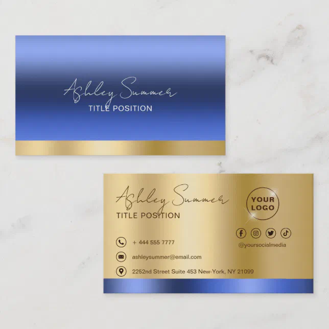 Blue and Gold Business Card | Zazzle