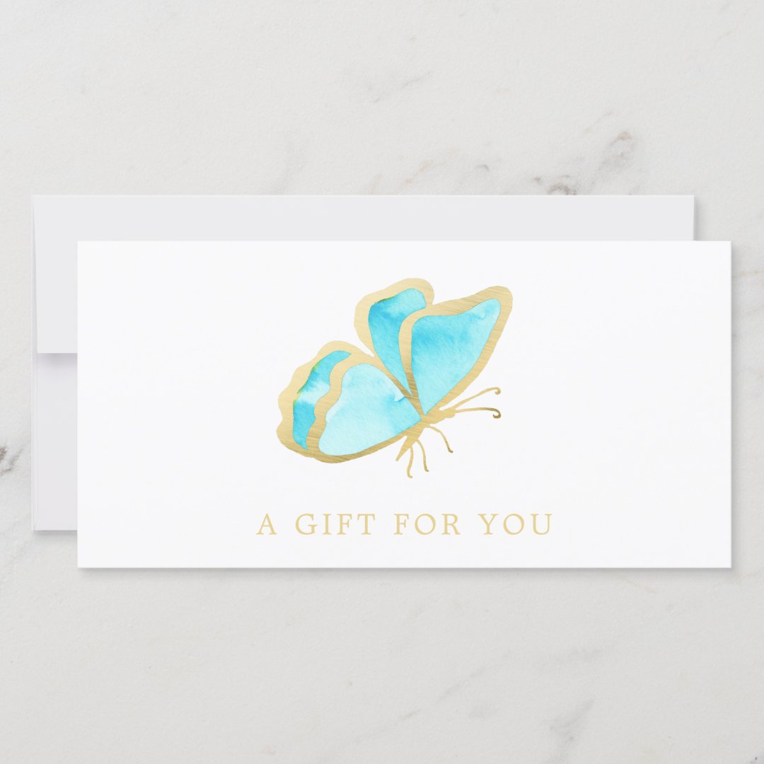Blue and Gold Butterfly Salon Gift Certificate | Zazzle