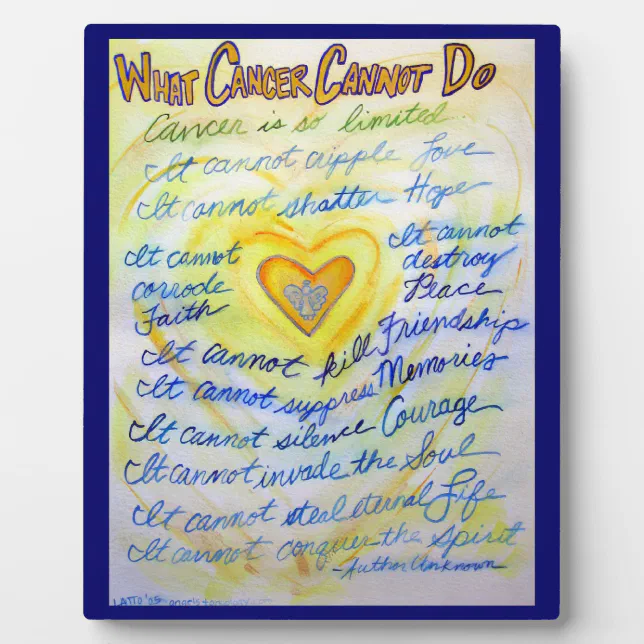 Blue and Gold Cancer Poem Painting Art Plaque | Zazzle