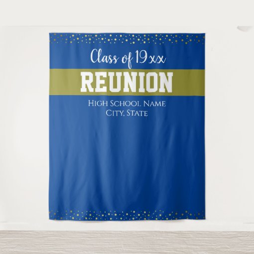 Blue and Gold Class Reunion Any Year Tapestry | Zazzle