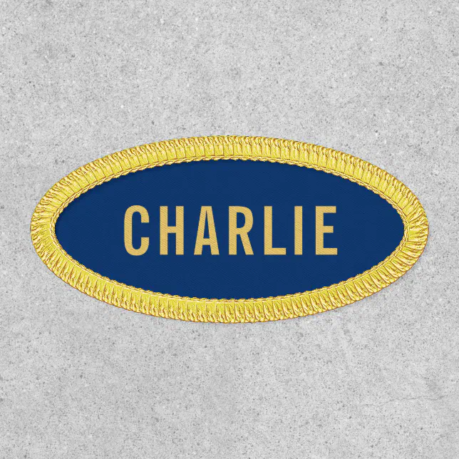 Blue and gold custom name patches | Zazzle