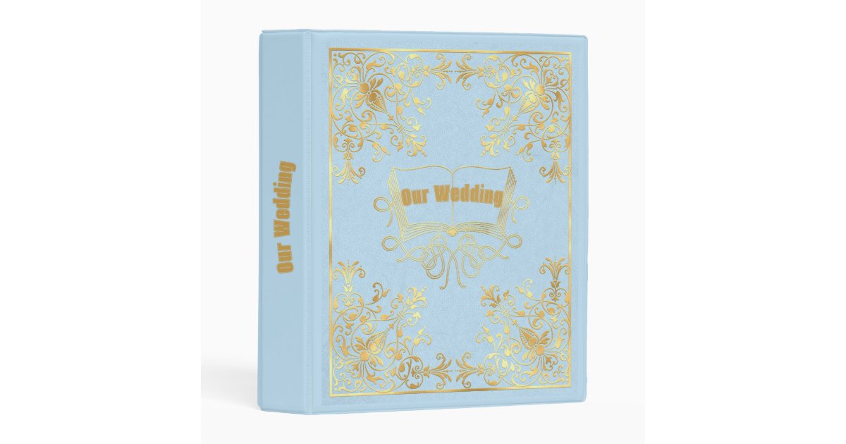Blue and Gold Frame Wedding Photo Binder | Zazzle
