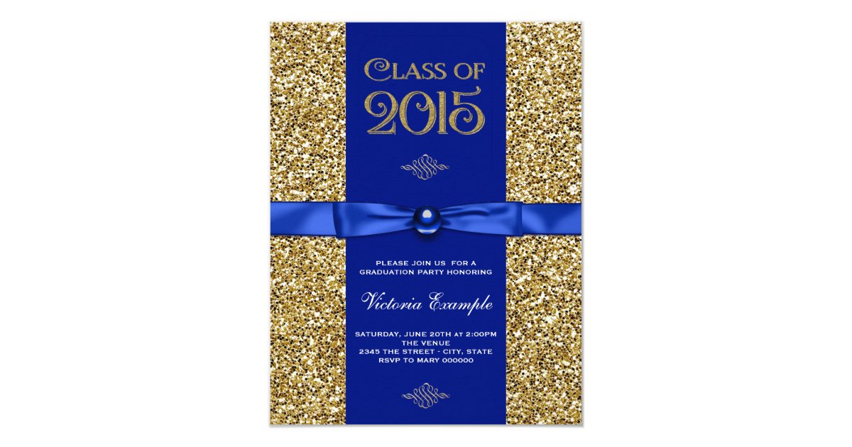 Blue and Gold Glitter Graduation Announcements | Zazzle.com