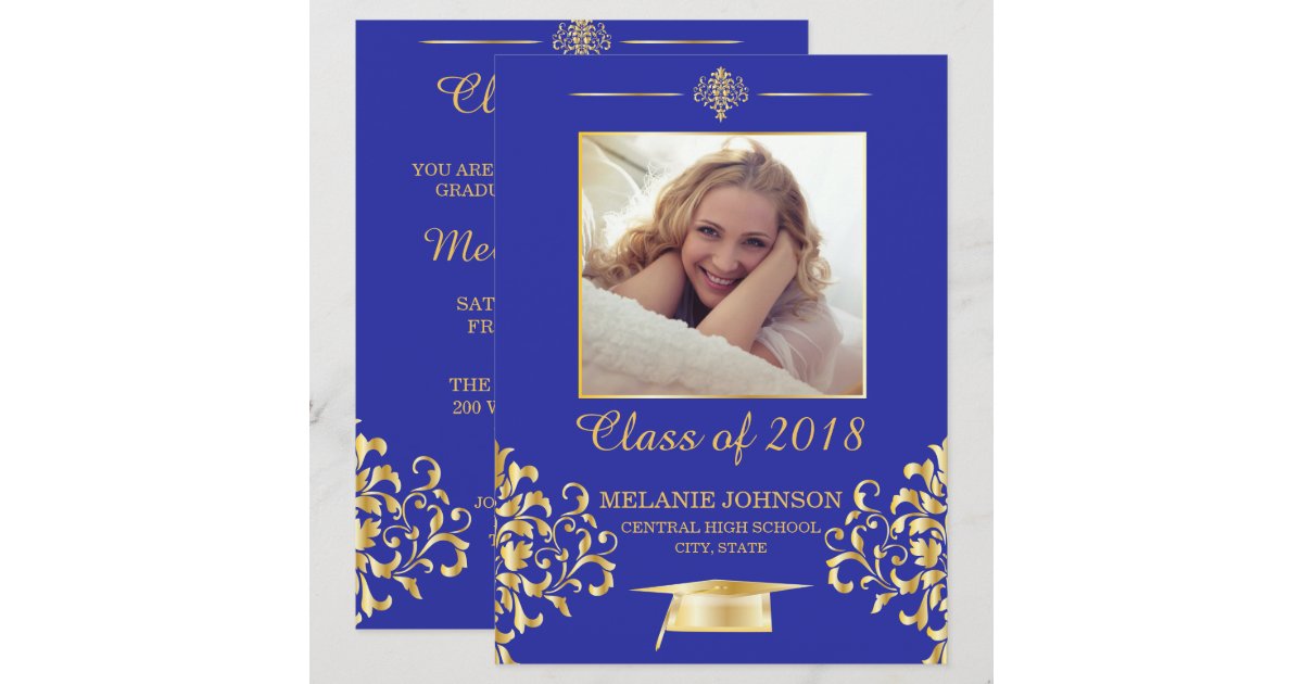 Blue and Gold Graduation Invitation | Zazzle
