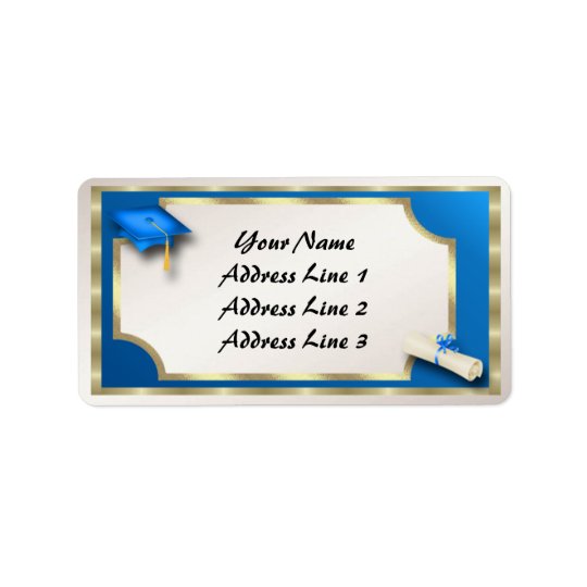 Blue and Gold Grauation Address Labels | Zazzle.com