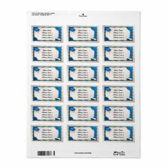 Blue and Gold Grauation Address Labels | Zazzle