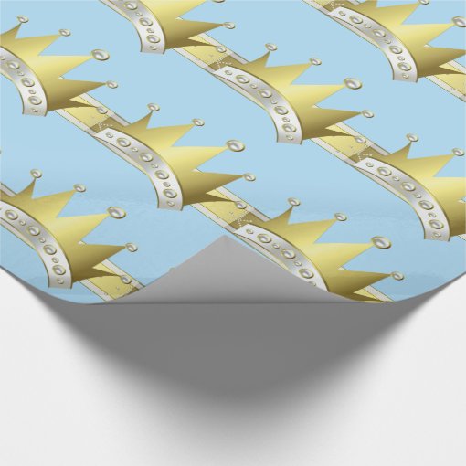 Blue and Gold Little Prince Baby Shower Wrapping Paper | Zazzle