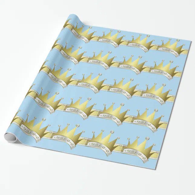 Blue and Gold Little Prince Baby Shower Wrapping Paper | Zazzle