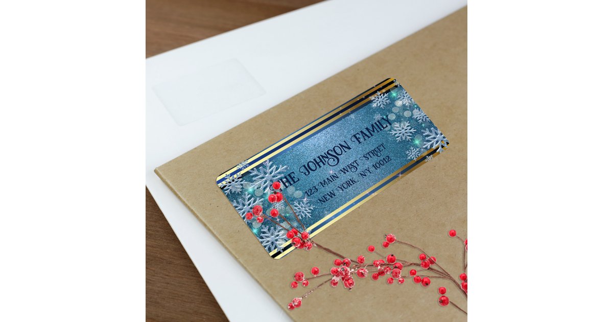 Blue And Gold Magical Christmas Winter Wonderland Label | Zazzle