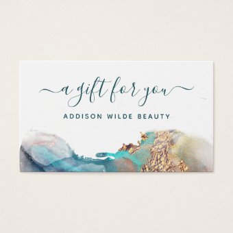 Blue And Gold Modern Liquid Watercolor Gift Card | Zazzle